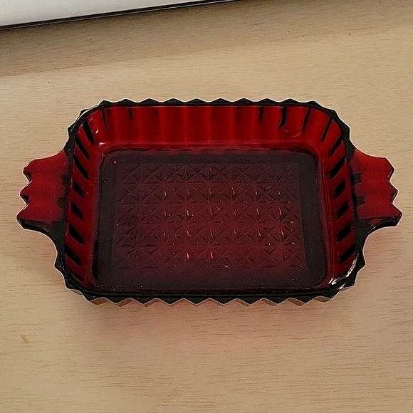 Anchor Hocking | Dining | Vintage Anchor Hocking Ruby Red Glass Tray ...